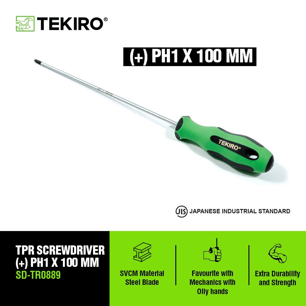 Jual Obeng Karet Lancip Tekiro TPR (+) PH1 X 100 MM (5) / Screwdriver ...