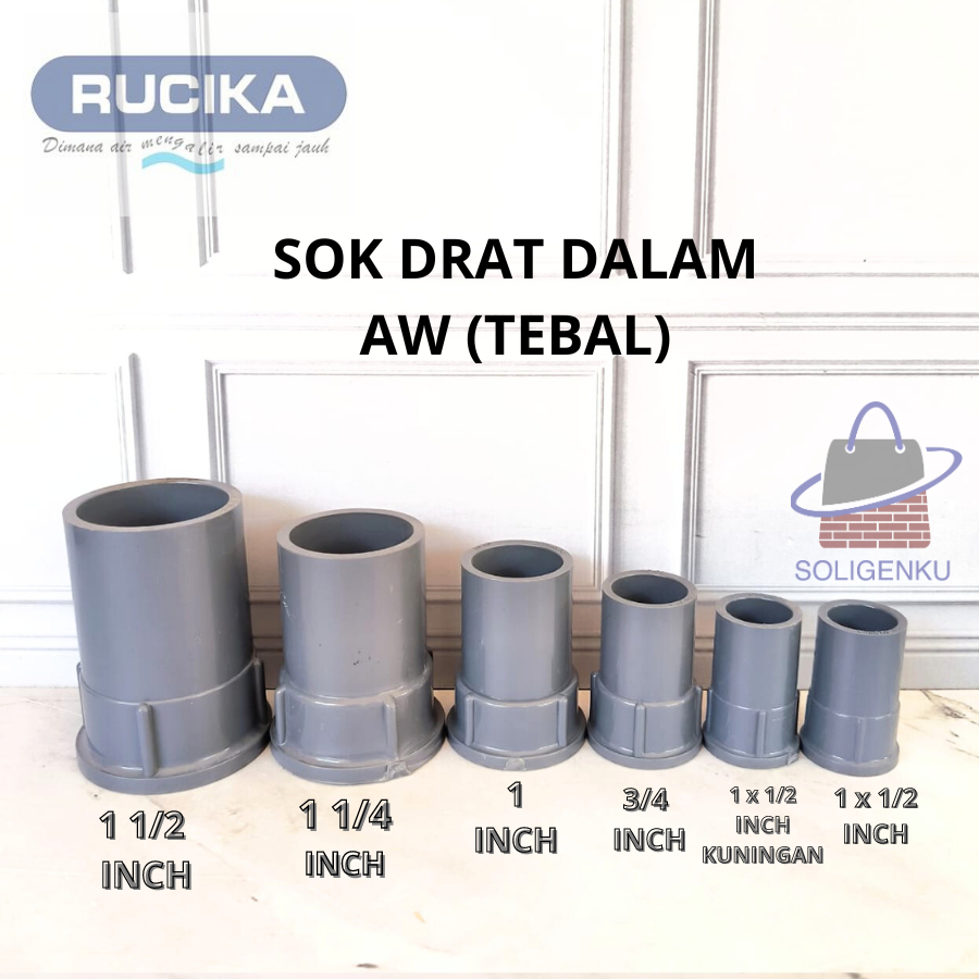 Jual Sok Drat Dalam (SDD) PVC Rucika Drat 1 1/2" inch AW | Shopee Indonesia