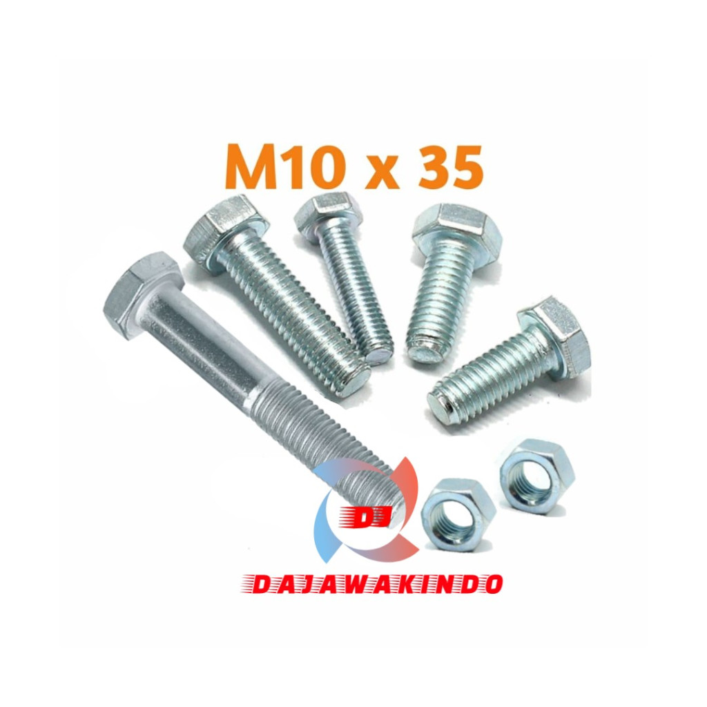 Jual Baut Mur Hex Putih / Galvanis M10 x 35 mm | Shopee Indonesia