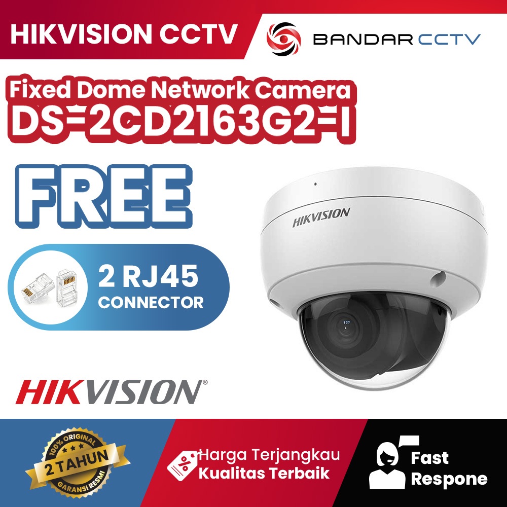 Jual HIKVISION IP Camera DS-2CD2163G2-I 6MP AcuSense Vandal Fixed Dome Network | Shopee Indonesia