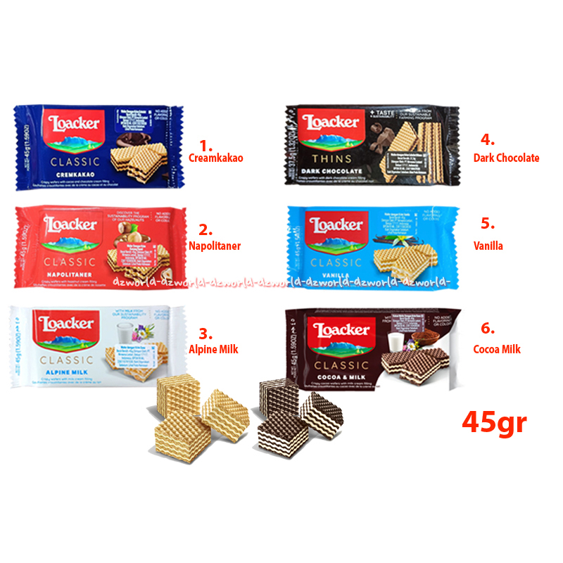 Jual Loacker 45gr Classic Cremkakao Napolitaner Alpine Milk Thins Dark ...