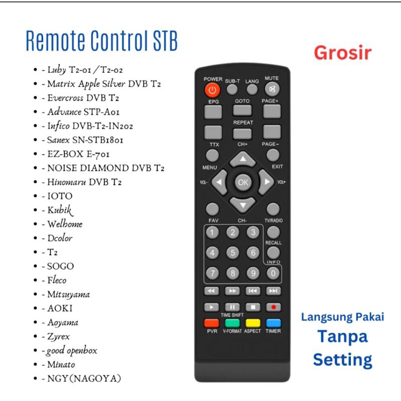 Jual Remote STB DVB T2 / Remote Set Top Box TV Digital / Set Top Box ...