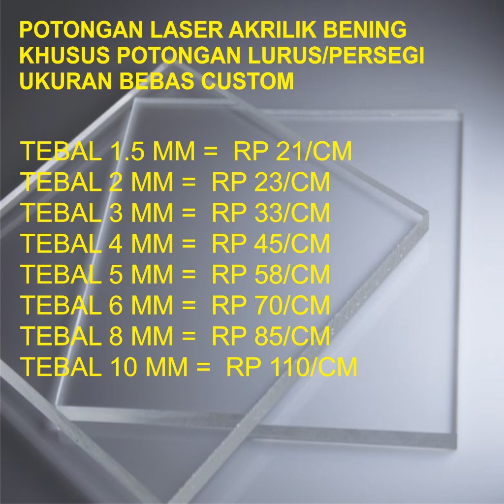 Jual Akrilik bening potong custom / potongan custom ukuran bebas (100) | Shopee Indonesia