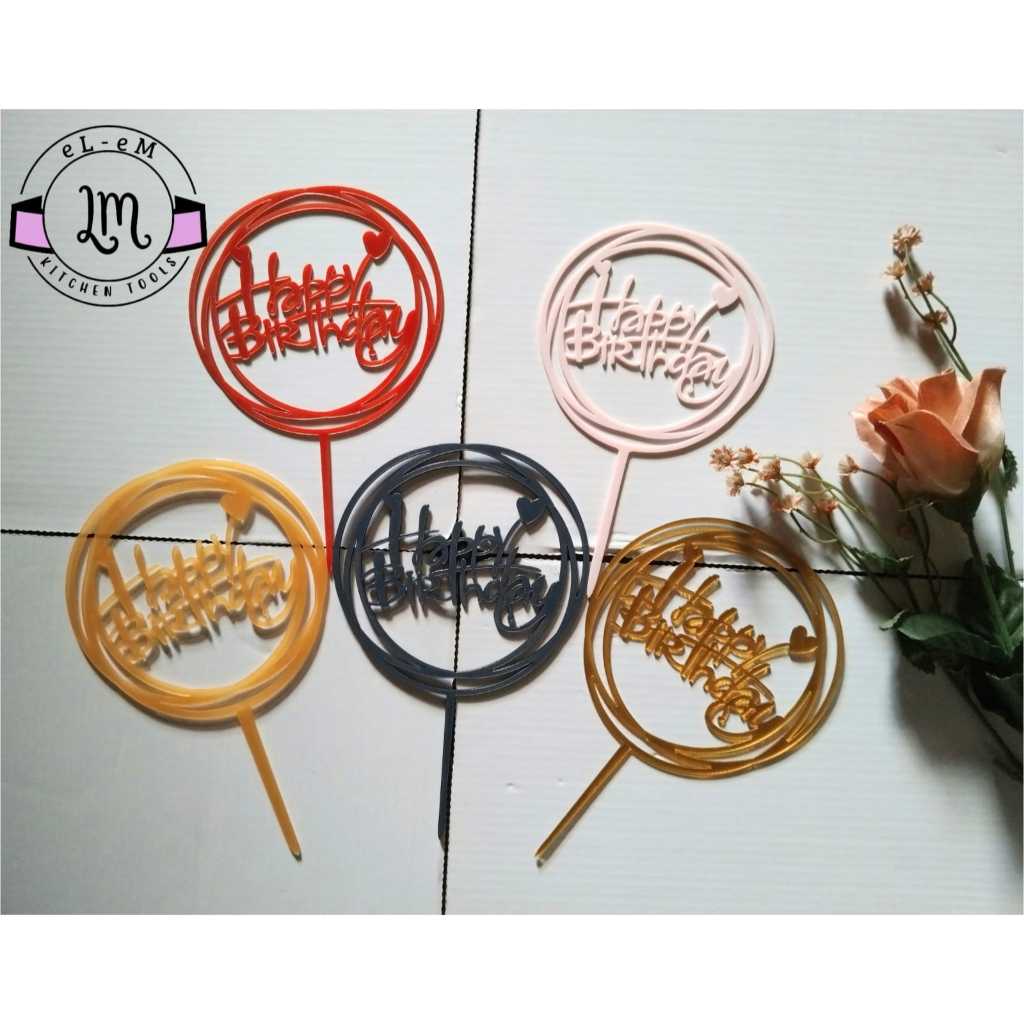 Jual 5 PCS CAKE TOPPER AKRILIK UCAPAN HAPPY BIRTHDAY/ TOPPER KUE HBD ...