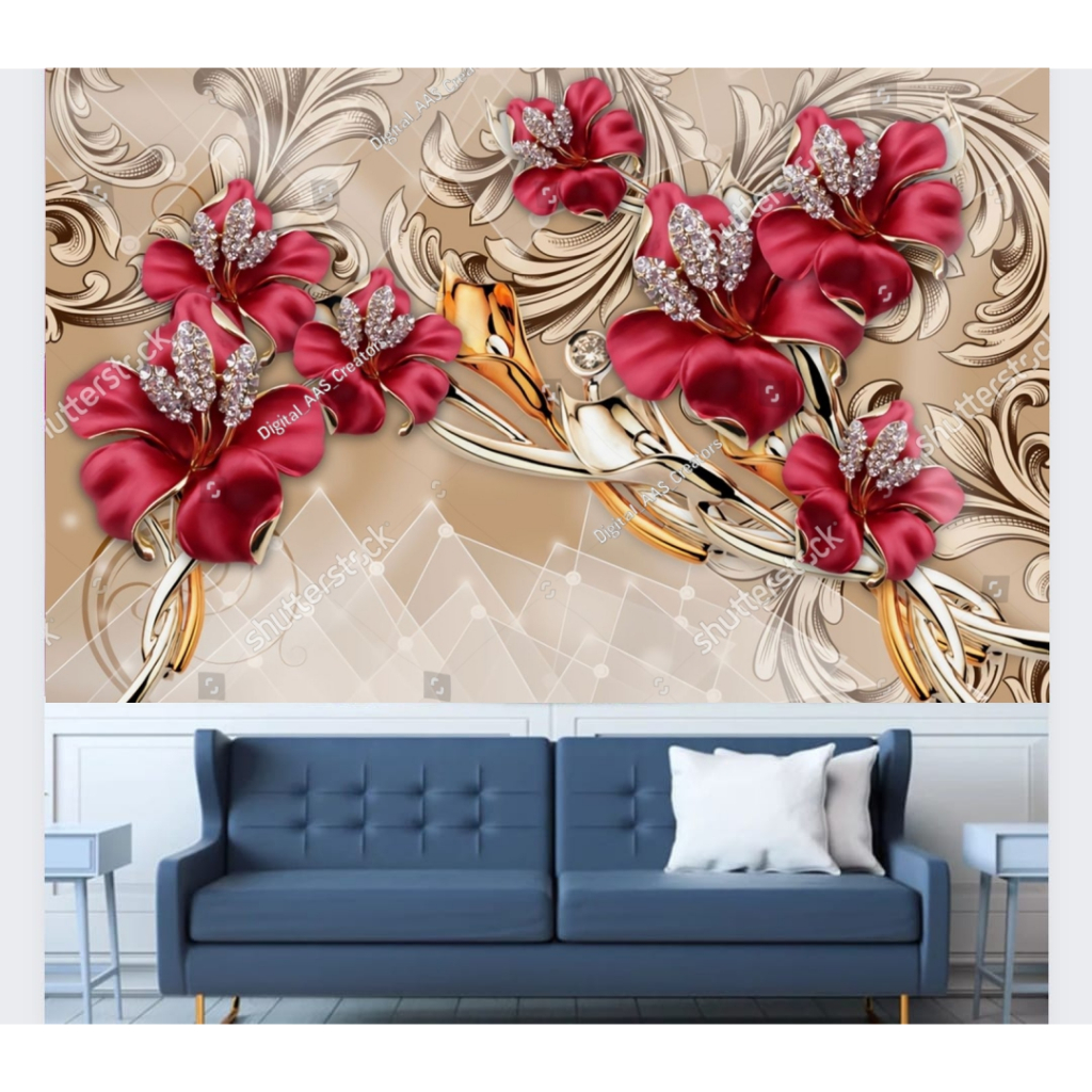 Jual Wallpaper Dinding Bunga 3d Untuk Ruang Tamu , Wallpaper Dinding 3d ...