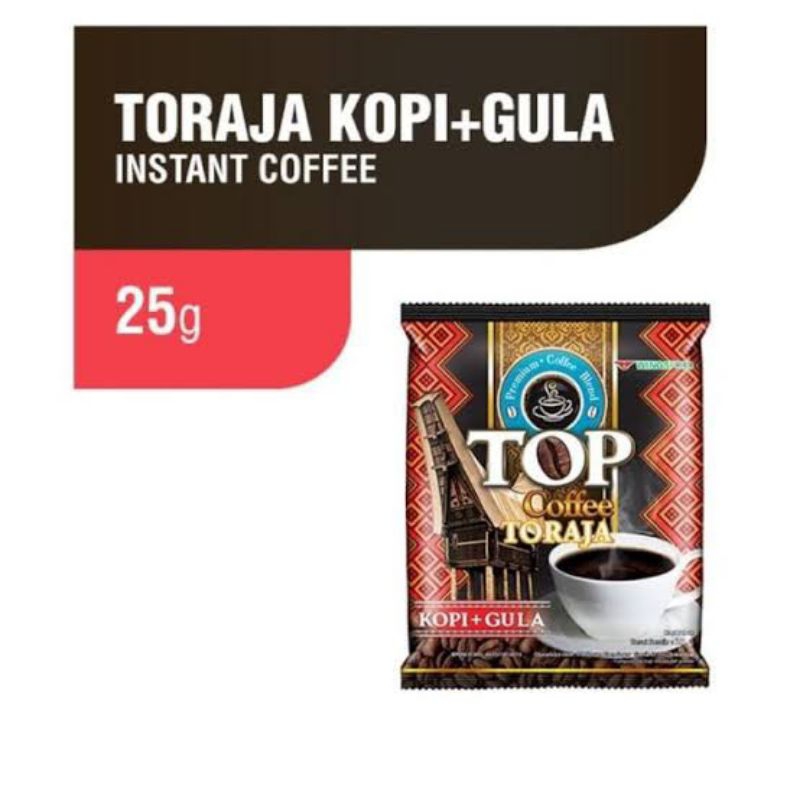 Jual Top Coffe Kopi Gula Toraja 25 Gram x 12 pcs (1 renceng) | Shopee ...