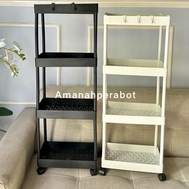 Jual Rak Susun 4+Roda Plastik Troli Persegi dengan 4 Susun Serbaguna ...