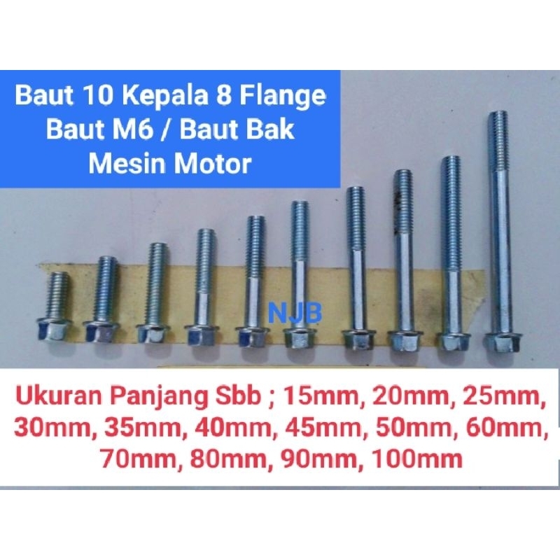 Jual Baut Blok Baut CVT Baut Bak Mesin Motor Baut 10 Flange/Topi Kepala ...