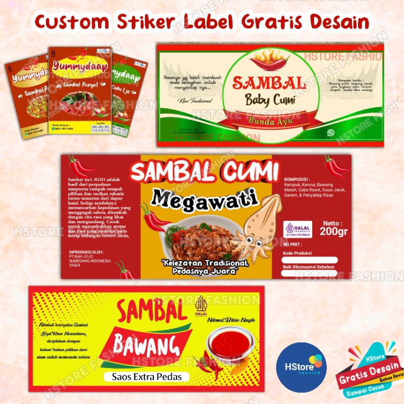 Jual Stiker Label Produk Sambal Homemade Produk Custom Sticker Sambel ...