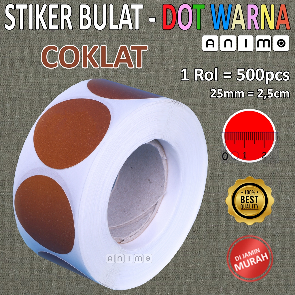 Jual Stiker Bulat Warna - COLOR DOT STICKERS - ROL 25 MM = 2,5 CM ...