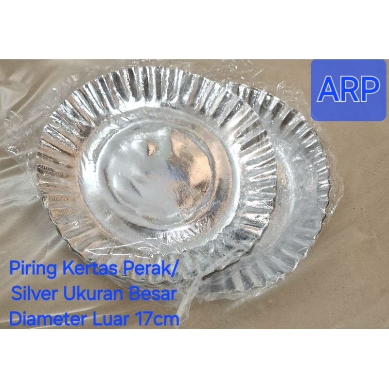 Jual Piring Kertas Perak Bulat Besar Diameter 17cm/Piring Kertas Silver ...