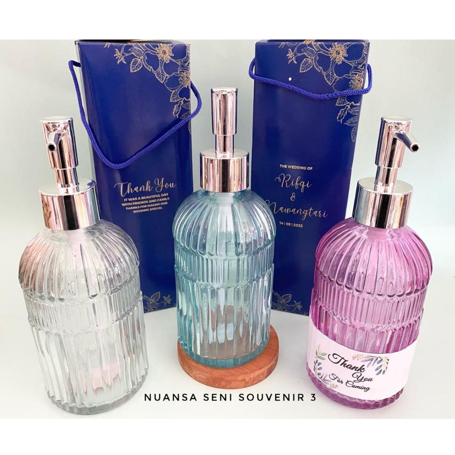 Jual Souvenir Pernikahan Dispenser Sabun 430ml Botol Kaca Sabun Cair ...