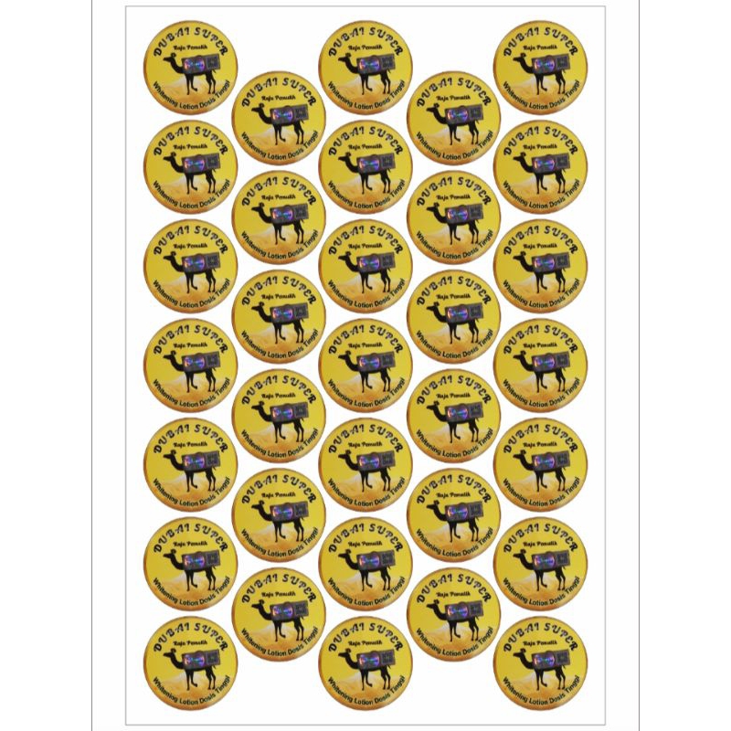 Jual STICKER HB DUBAI pot repack 100g & 50g PER LEMBAR ISI 35pcs ...