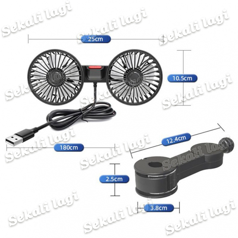 Jual Kipas angin mobil 5V/USB Tiga roda gigi penyesuaian kecepatan ...
