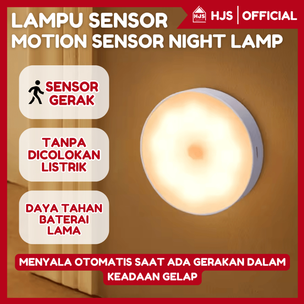 Jual [HJS] Lampu malam LED Sensor Gerak tempel Lampu Sensor Otomatis ...