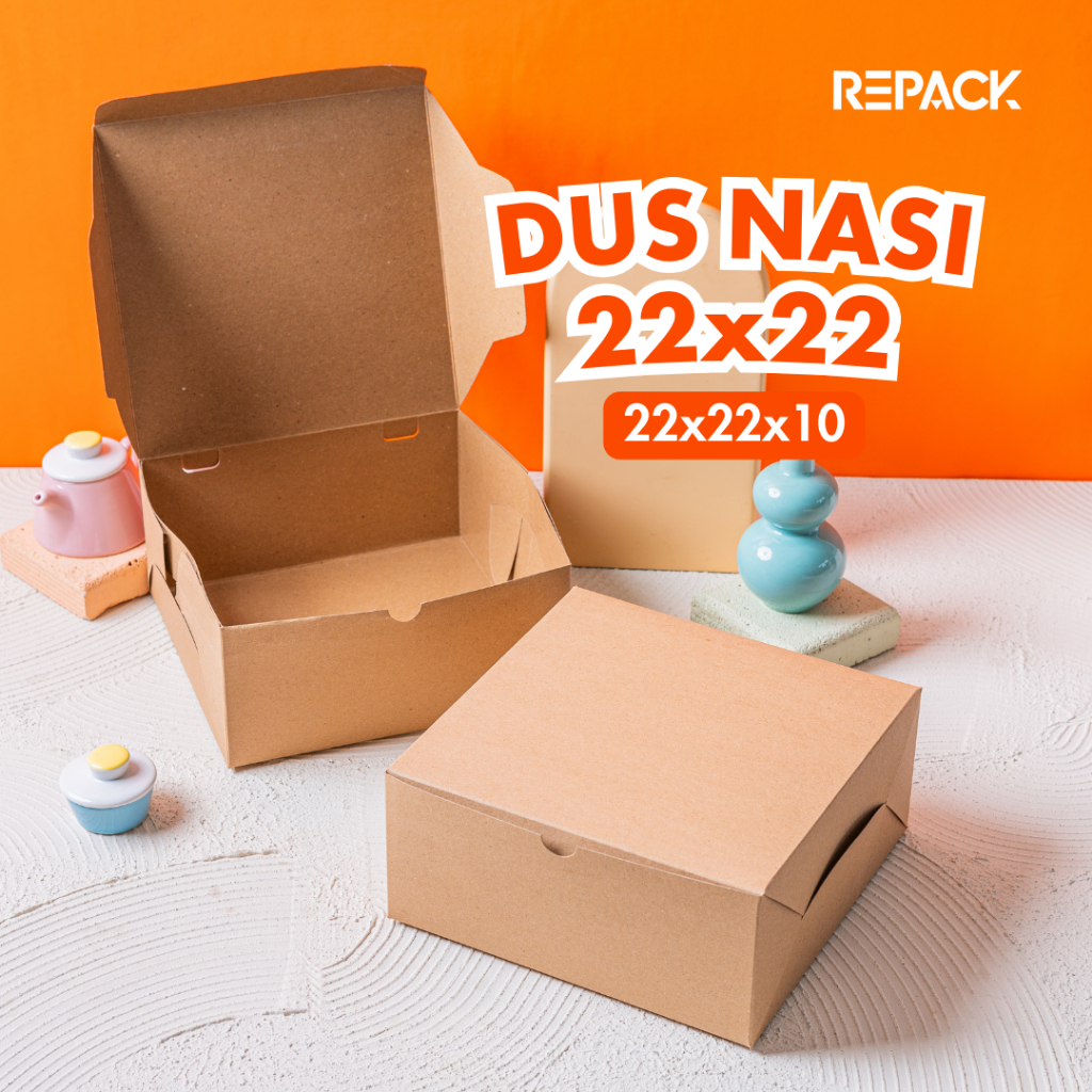 Jual Box Kraft 22x22 Dus Nasi Kotak Tutup Sambung / Box Nasi Catering ...