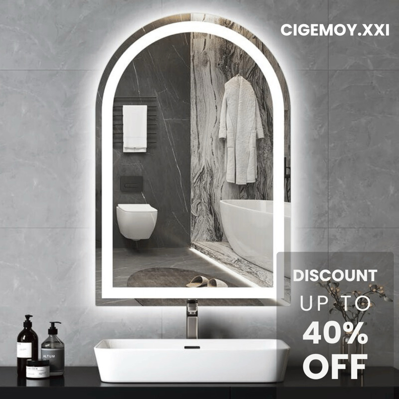 Jual Cermin LED Sanblast Touchscreen Setengah Oval Kapsul Dinding ...