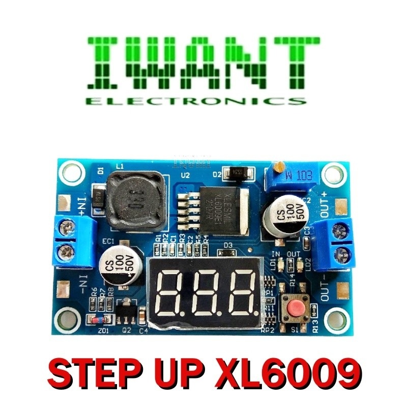 Jual XL6009 DC DC STEP UP BOOST CONVERTER BUILT IN LED VOLTMETER 4A 10W ...
