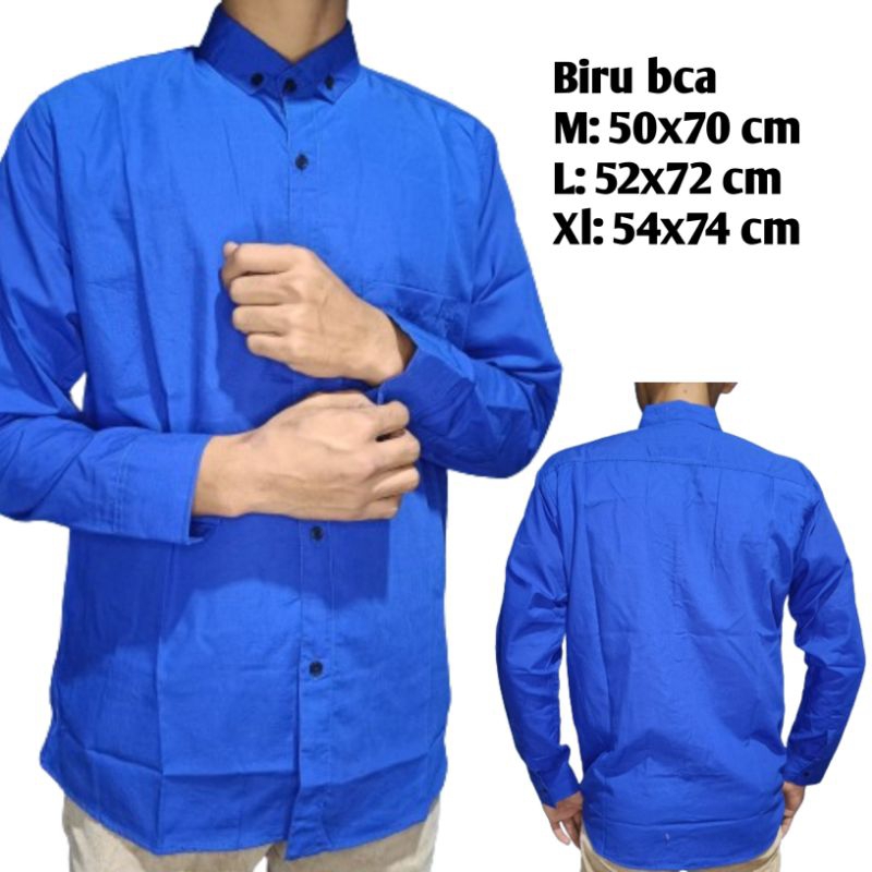 Jual KEMEJA BIRU BCA/ KEMEJA POLOS PRIA BIRU BCA PANJANG DEWASA ...
