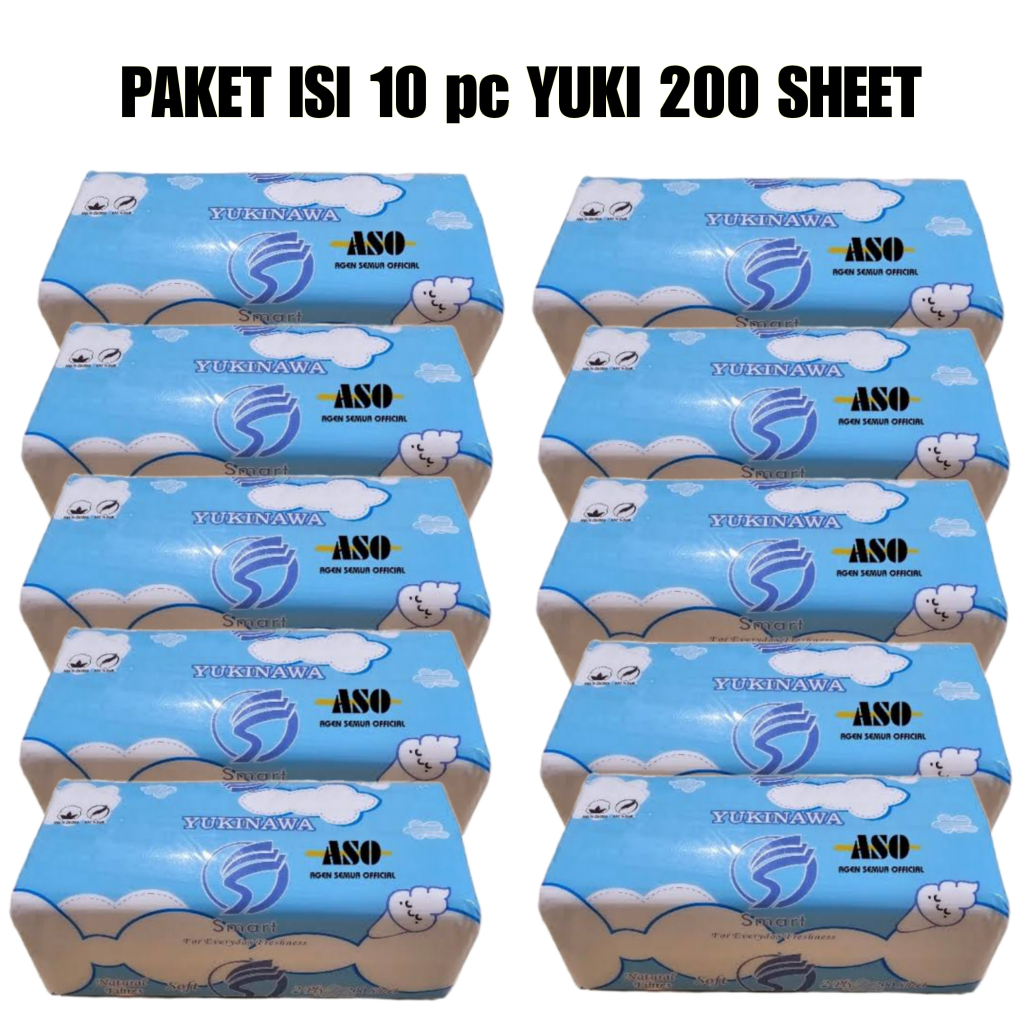 Jual [ PAKET ISI 10 ] Tisu Tissue YUKI 200 shhet 2ply Ness 200 PROMO ...