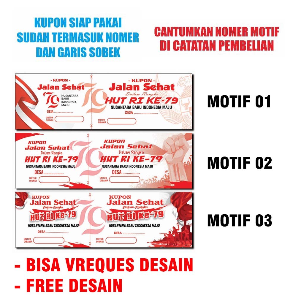 Jual cetak kupon jalan sehat undian free voucher tiket 2500 lembar ukuran 20x6 cm | Shopee Indonesia