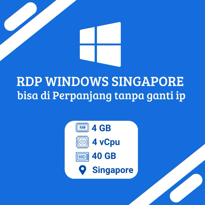 Jual Rdp/Vps Windows Singapore bisa di Perpanjang tiap Bulan tanpa ganti ip | Shopee Indonesia