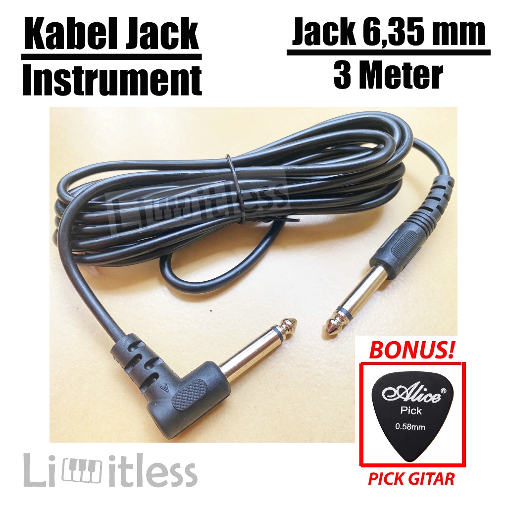 Jual Kabel Jack Gitar 3 Meter Instrument Gitar Bass Keyboard Jack L to ...