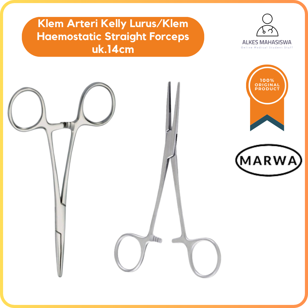 Jual Klem Arteri Kelly Lurus/Kelly Haesmotatic Forceps Straight Uk.14cm ...