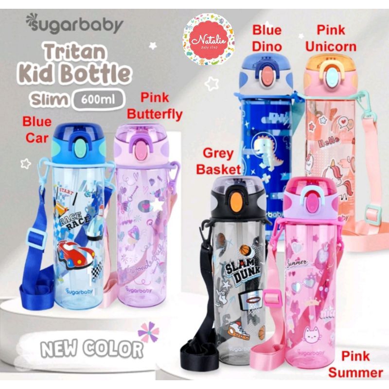 Jual SUGAR BABY Tritan kids botol slim 600ml FREE straw brush | Botol ...