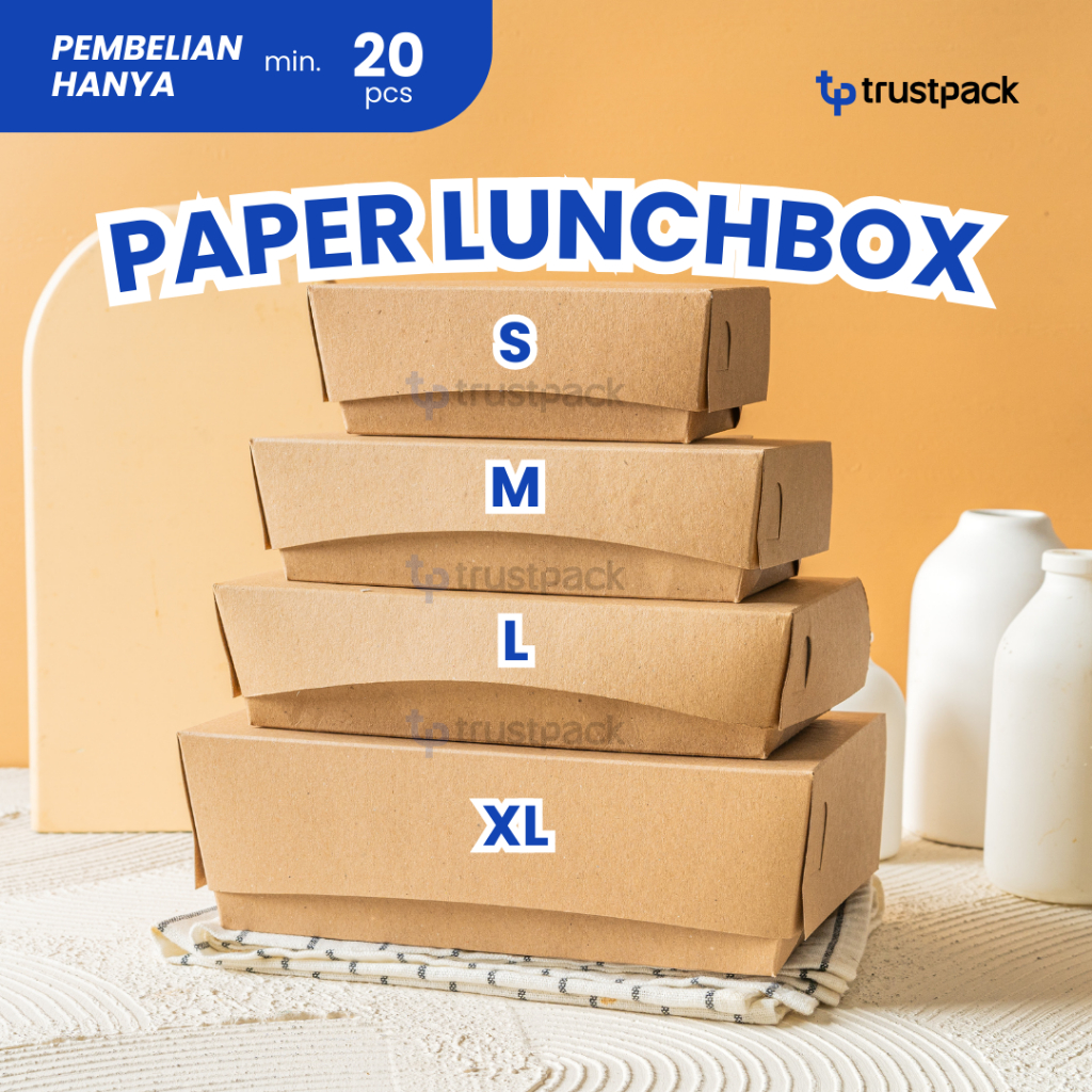 Jual PAPER LUNCH BOX BAHAN KRAFT FULL LAMINASI SIZE S,M,L,XL - LUNCHBOX ...
