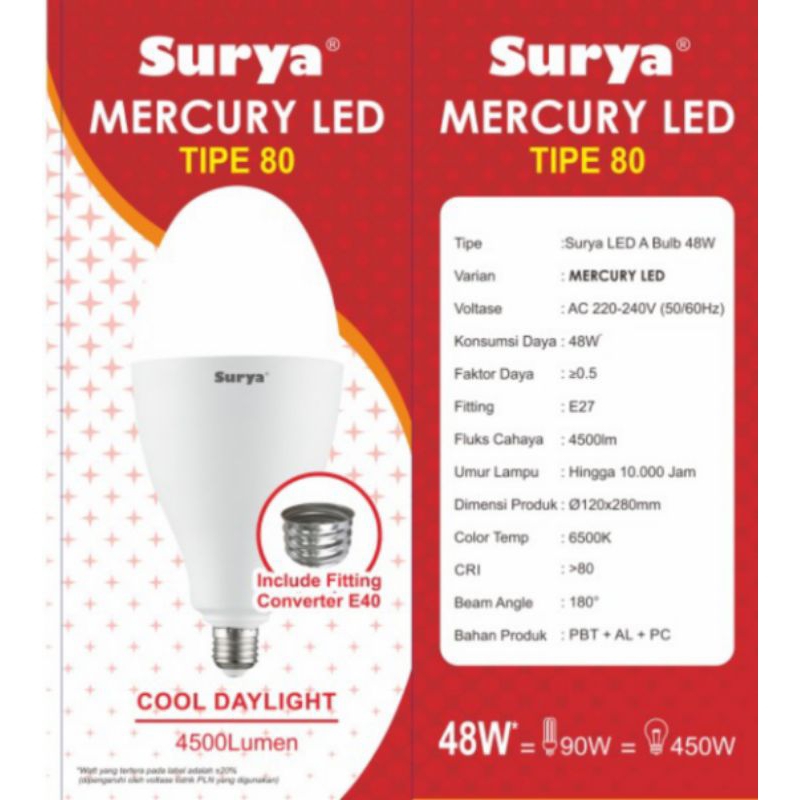 Jual Lampu LED Surya Mercury Tipe 80 Cahaya Putih 48 Watt | Shopee ...