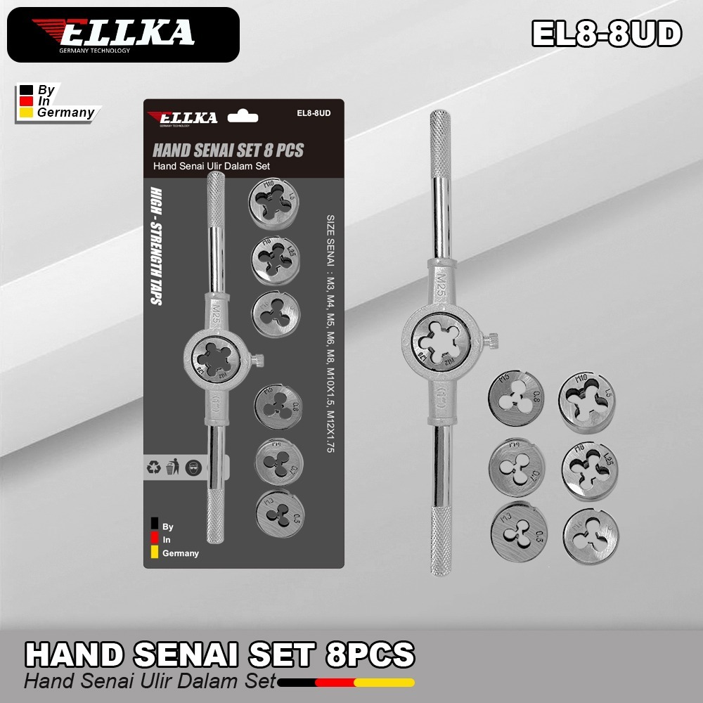 Jual ELLKA Hand-Tap-Set-plus-Gagang-Senai-Snei-Die-Set-Snai-Pembuat-Drat-Dalam-Derat-Luar-Ulir ...