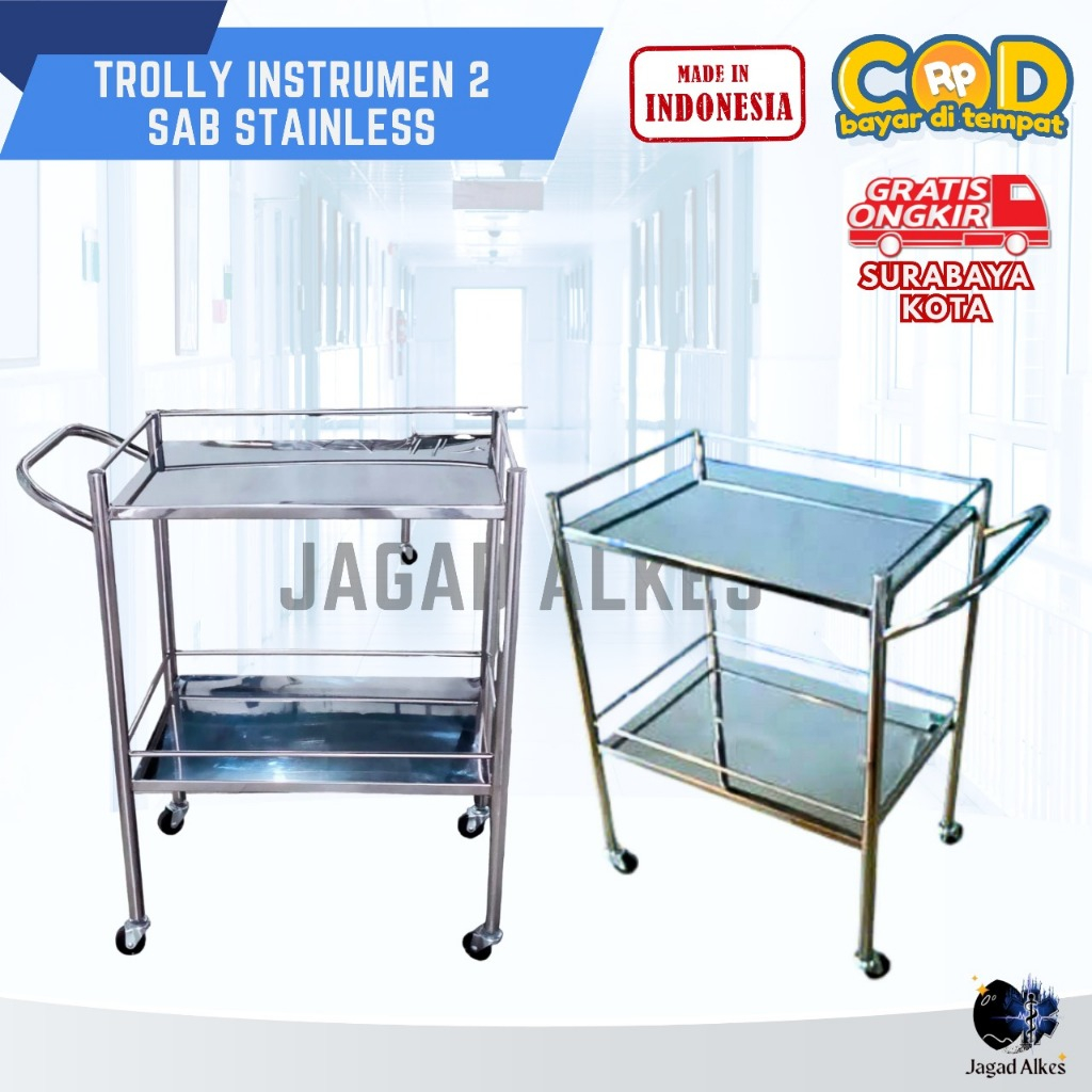 Jual Trolly Instrument 2 Rak Sab Stainless | Shopee Indonesia