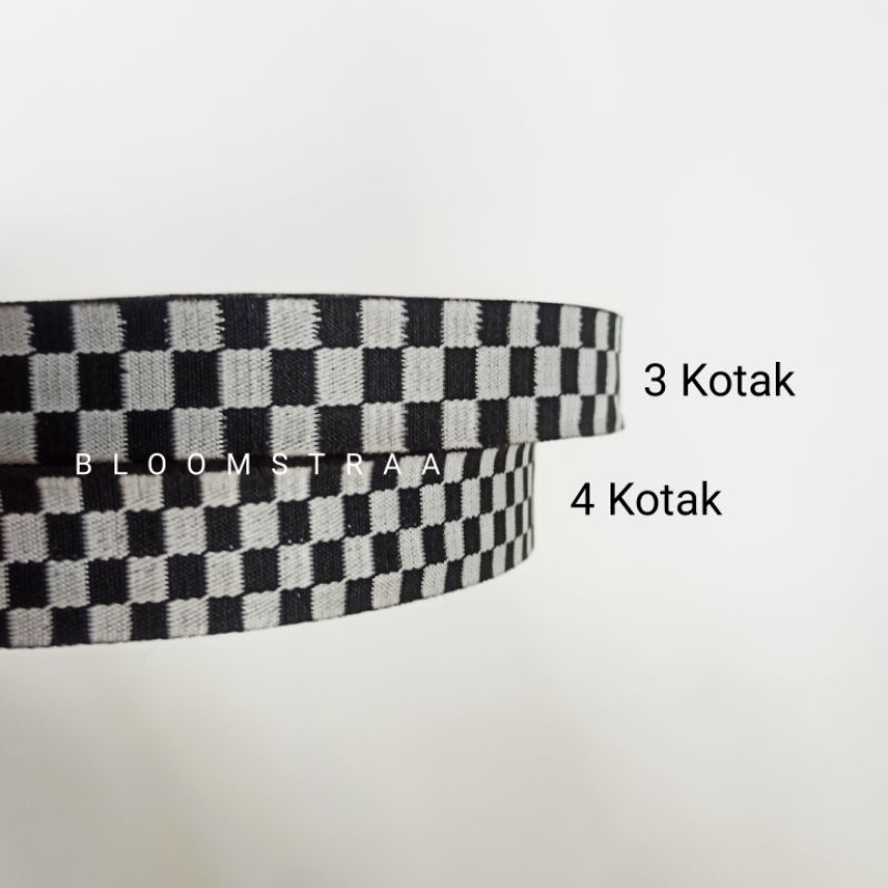 Jual 1 Meter Webbing Catur Tebal 25mm Tali tas Motif Checkerboard 25 mm ...