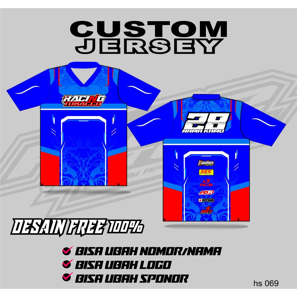 Jual JERSEY CUSTOM RACING BALAP bisa request atau ubah nama nomor dan ...