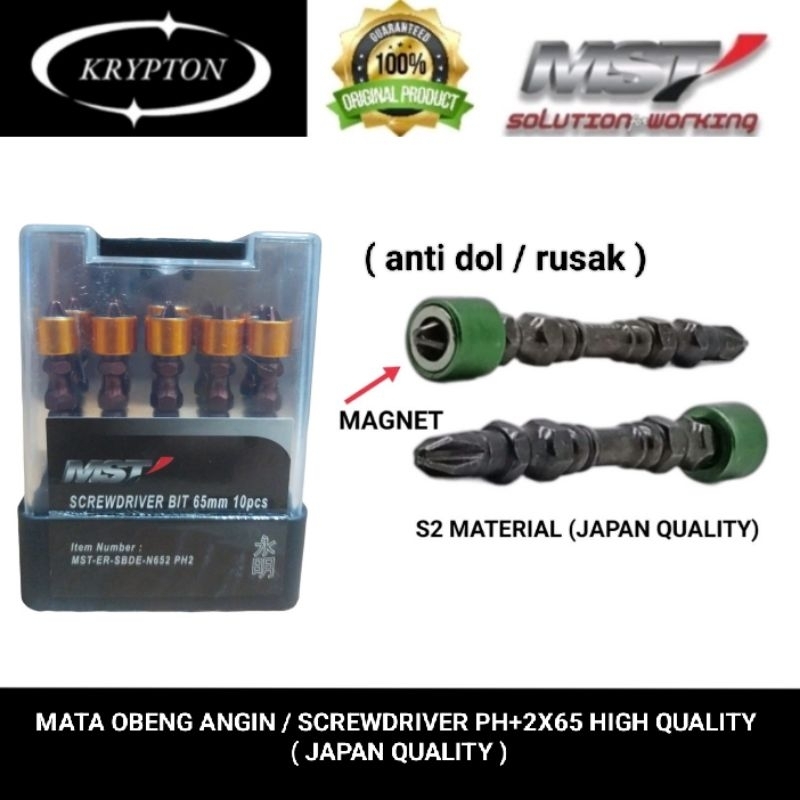 Jual mst mata obeng / screwdriver PH2+65 S2 + kepala magnet jaminan asli original | Shopee Indonesia