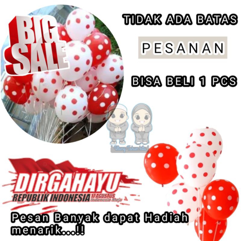 Jual Balon Latex Polkadot merah putih,Balon dot merah putih,balon ...