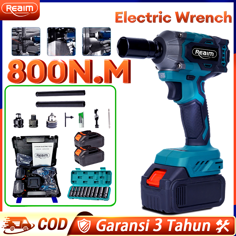 Jual Reaim Cordless Impact Wrench Brushless 800N/M 588V Impact Batterai tools Buka Untuk Baut ...
