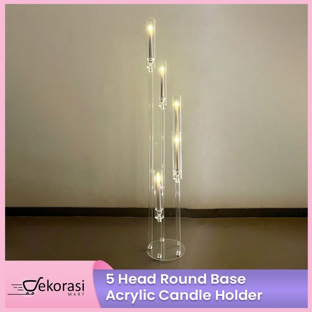 Jual WAJIB PACKING KAYU/Round Base Acrylic Candle Holder / Tempat lilin ...