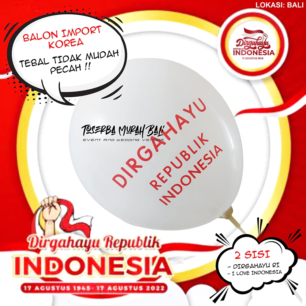 Jual BALON DEKORASI DIRGAHAYU RI - 2 SISI PUTIH 2024 - INDEPENDENCE DAY ...