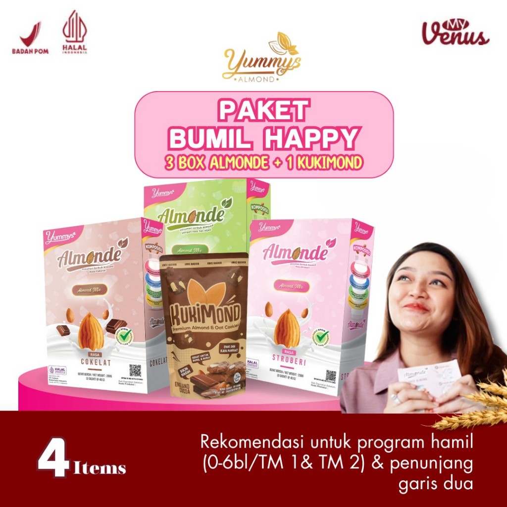Jual MYVENUS [4 Items] PAKET BUMIL HAPPY - 3 BOX YUMMYS ALMONDE + 1 BOX YUMMYS KUKIMOND Untuk ...