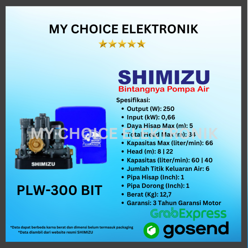 Jual Shimizu Booster Pump PLW-300 BIT | Shopee Indonesia