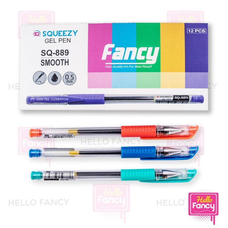 Jual Pulpen Gel Squeezy Gel Pen Smooth SQ-889 0.5mm (1pak isi 12 pcs ...