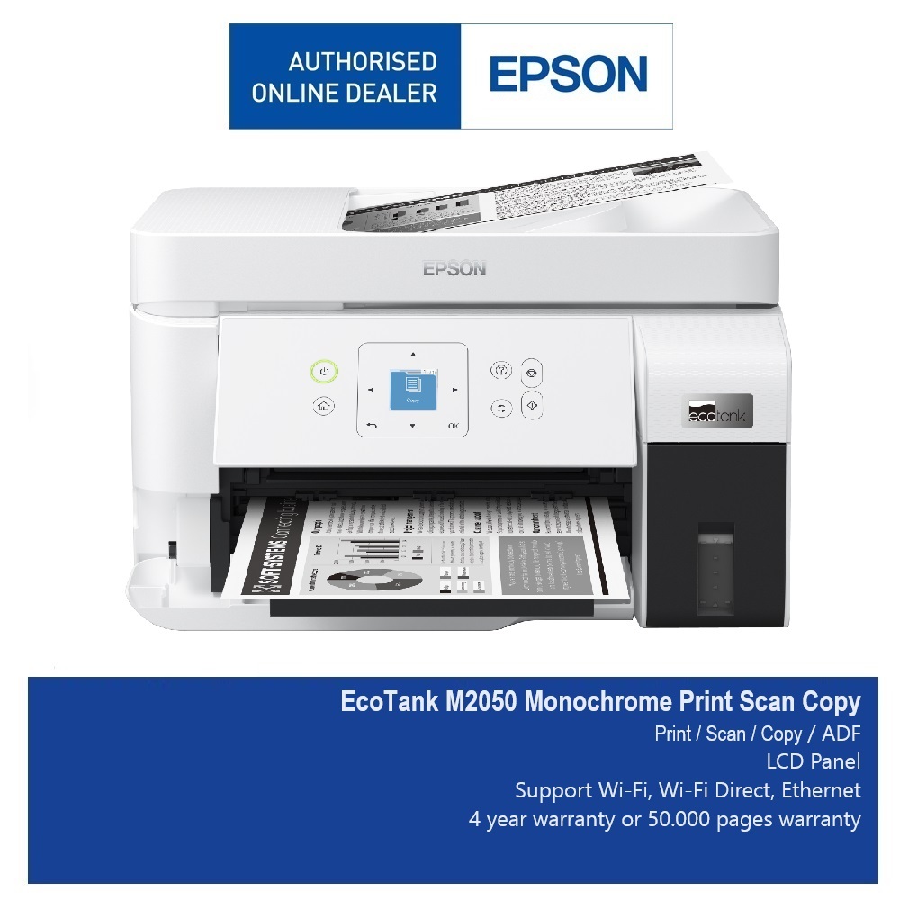 Jual Printer Epson EcoTank Monochrome Print Scan Copy ADF M2050 Ink ...