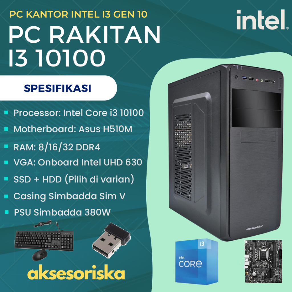 Jual PAKET CPU/KOMPUTER/PC RAKITAN INTEL CORE I3 10100 GEN 10 | Shopee ...