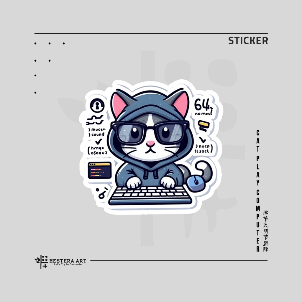 Jual Stiker Kucing Lucu Sticker Vinyl Doff Laminasi | Sticker Computer ...