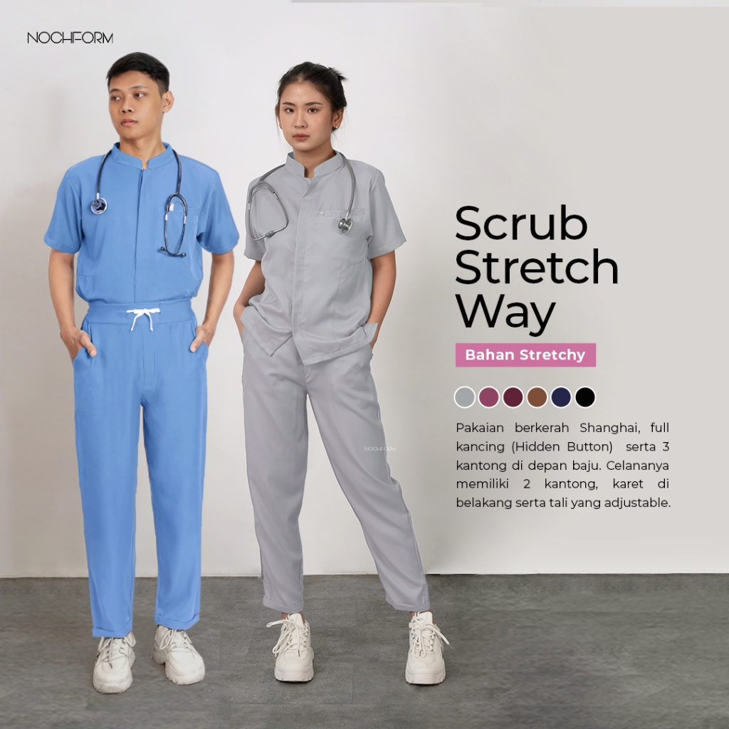 Jual 𝐍𝐎𝐂𝐇 𝐅𝐎𝐑𝐌 Scrub Stretch Way/ Doctor’s Scrub/ Set Baju Celana Jaga ...