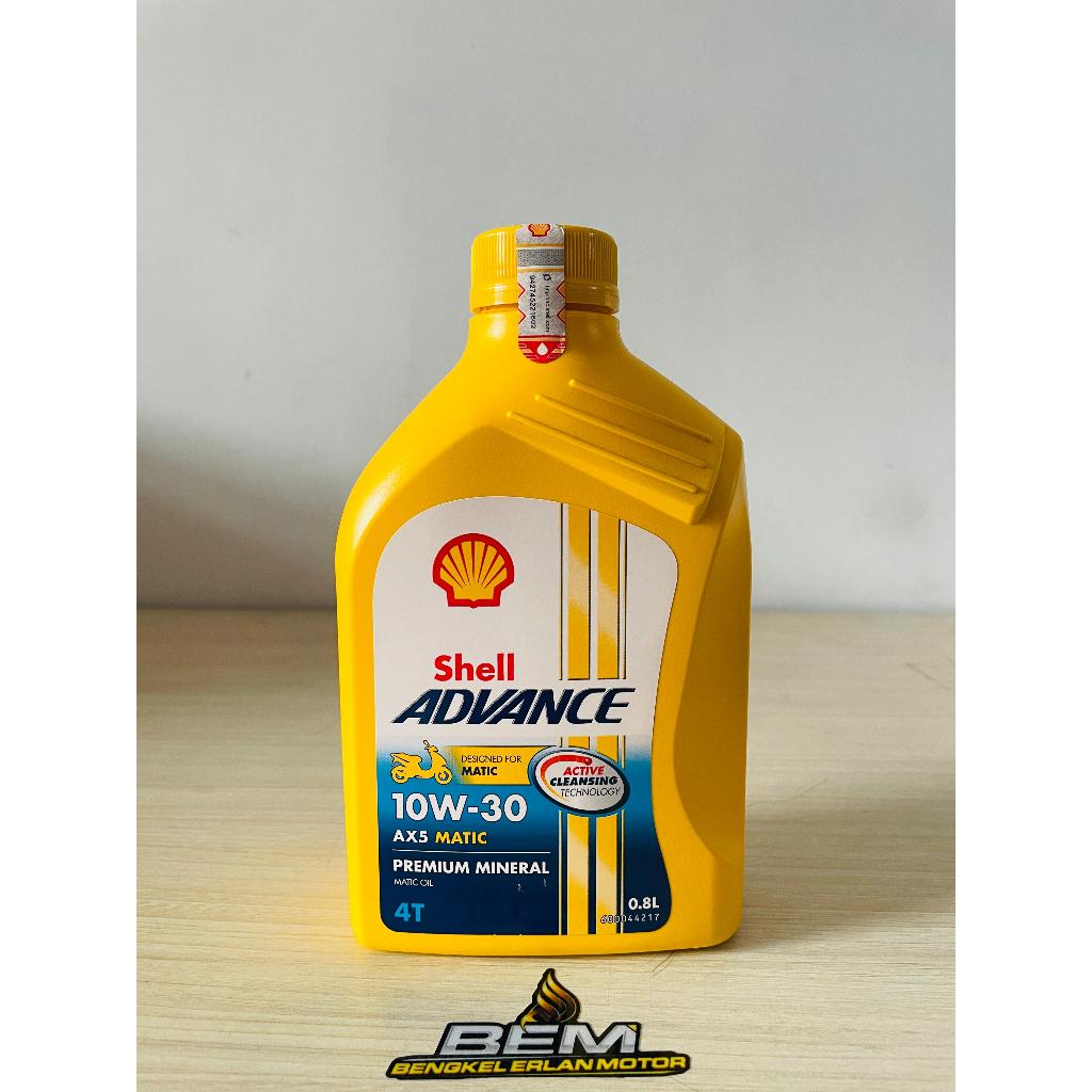 Jual Oli Shell Advance AX5 MATIC 10W-30 ISI 800ML Oli Motor Premium ...