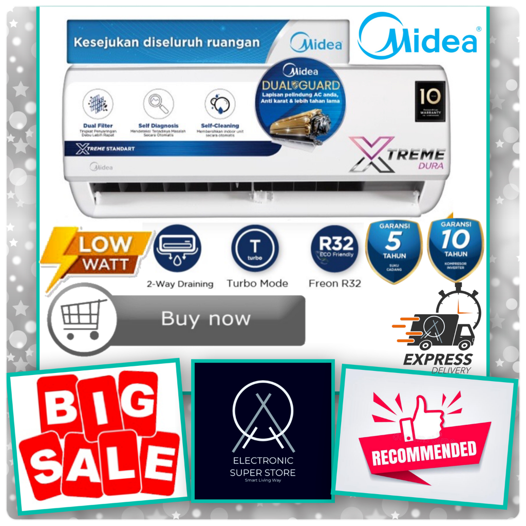 Jual AC MIDEA MSAF-05CRN2X MSAF05CRN2X MSFCE-05CRN2X STANDARD 1/2 PK ...