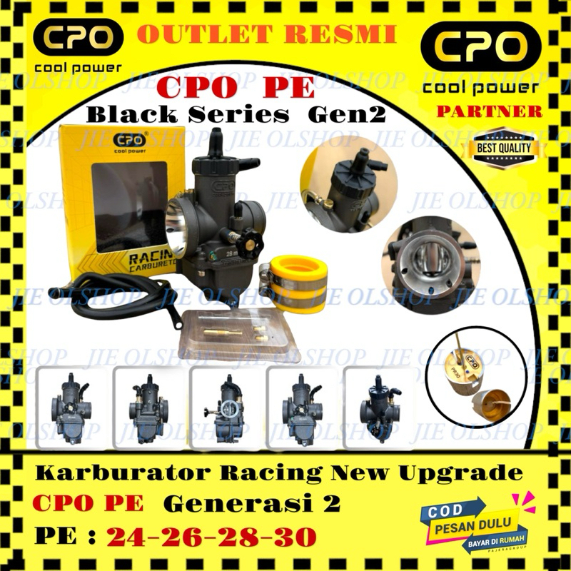 Jual CPO Karburator Racing PE Gen2 Black Series 24 26 28 30 Original Cool Power New Upgrade ...